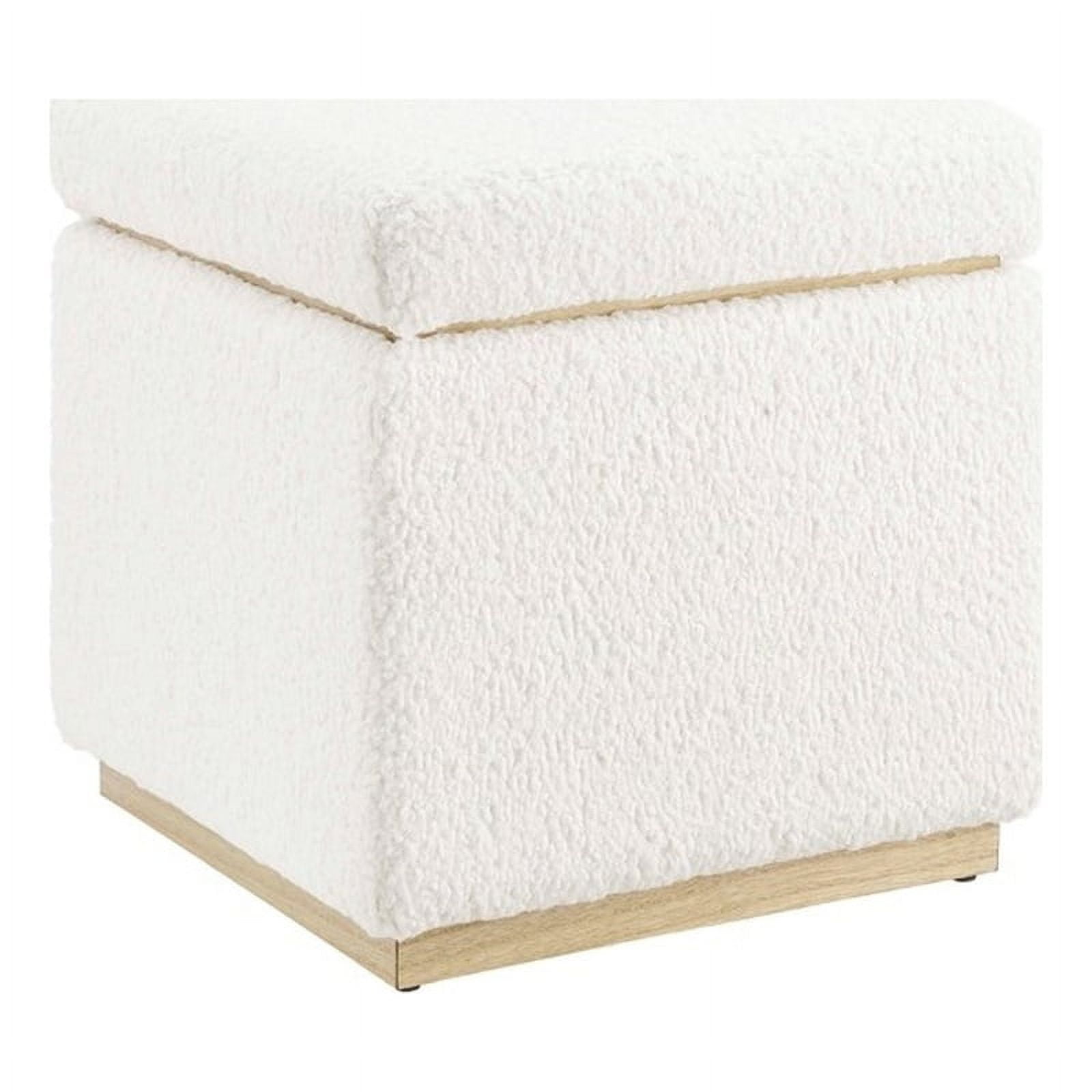 Linon Hawn Square Sherpa Storage Ottoman in Natural - Walmart.com