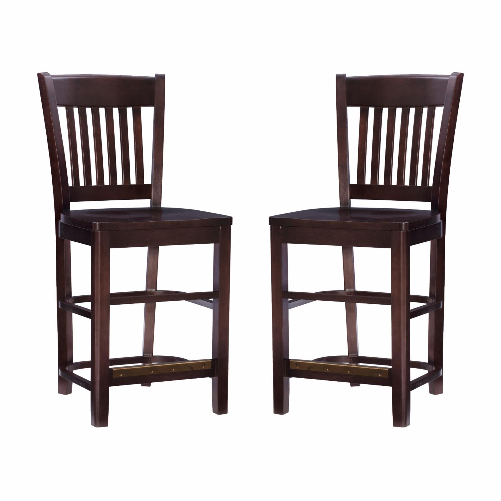 Linon Herbert 24 in. Slat Back Counter Stool - Slate - Set of 2 ...