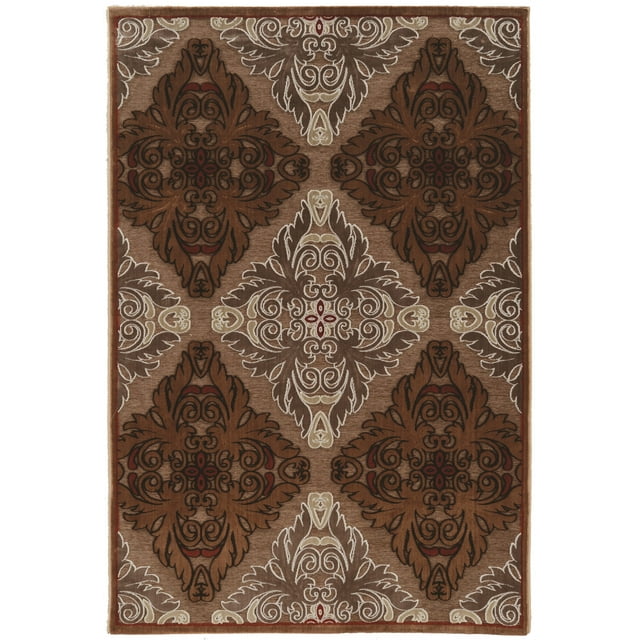 Linon Home Décor Hi Lo Area Rug Collection, Brown and Beige, 5' x 7.5 ...