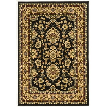 Linon Elegance Flowers & Plants Transitional Area Rug, Black, 2' x 3 ...