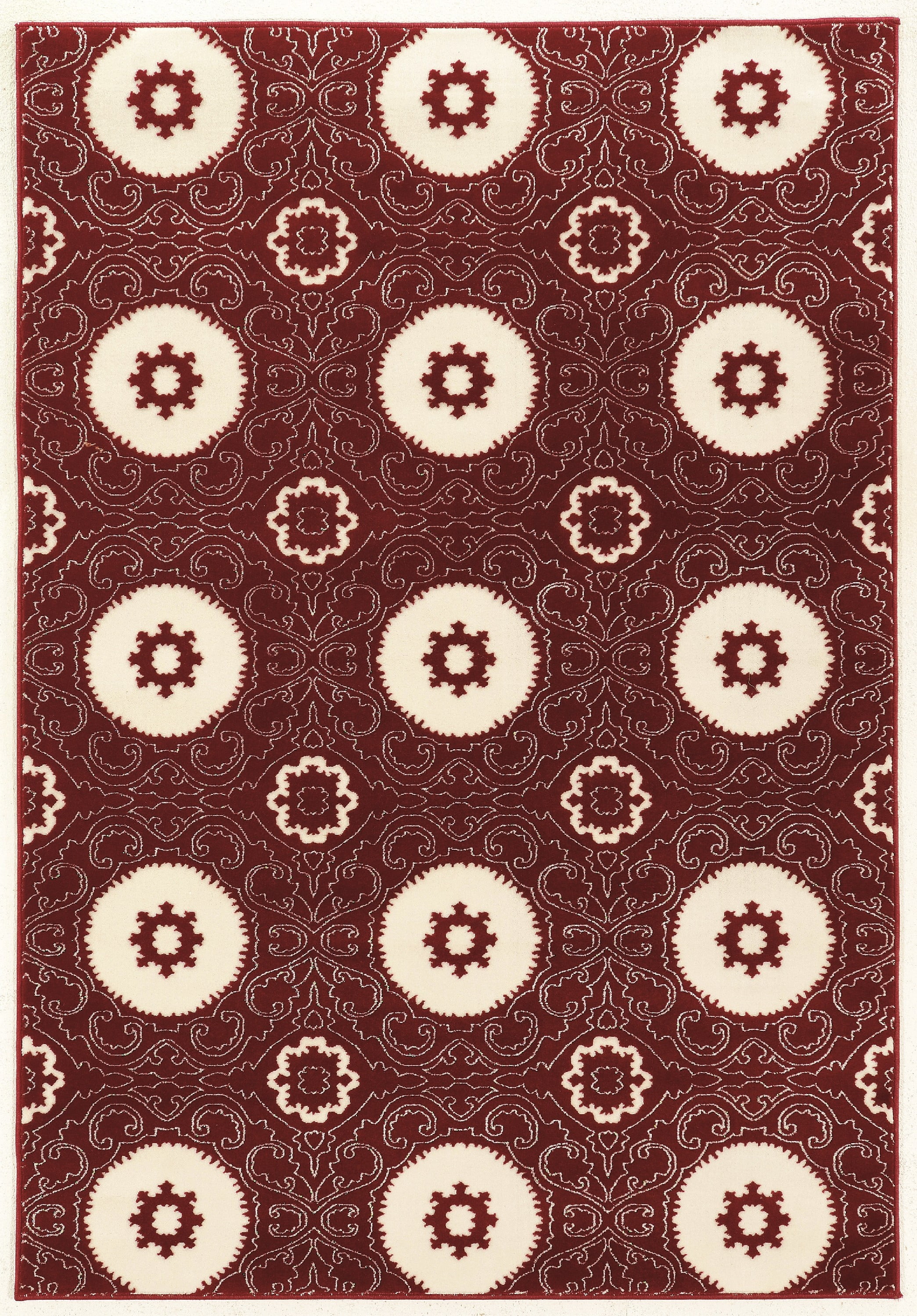 Linon Home Décor Prisma Area Rug Collection, Red and White, 2' x 3 ...