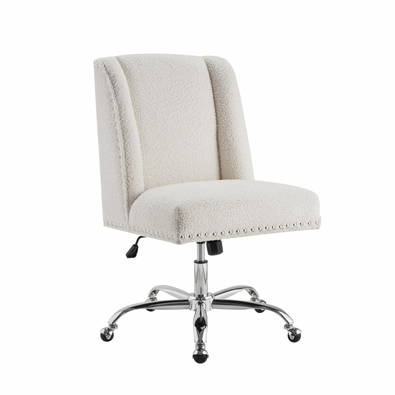 Linon Draper Upholstered Swivel Office Chair With Sherpa OC114SHERP01U ...