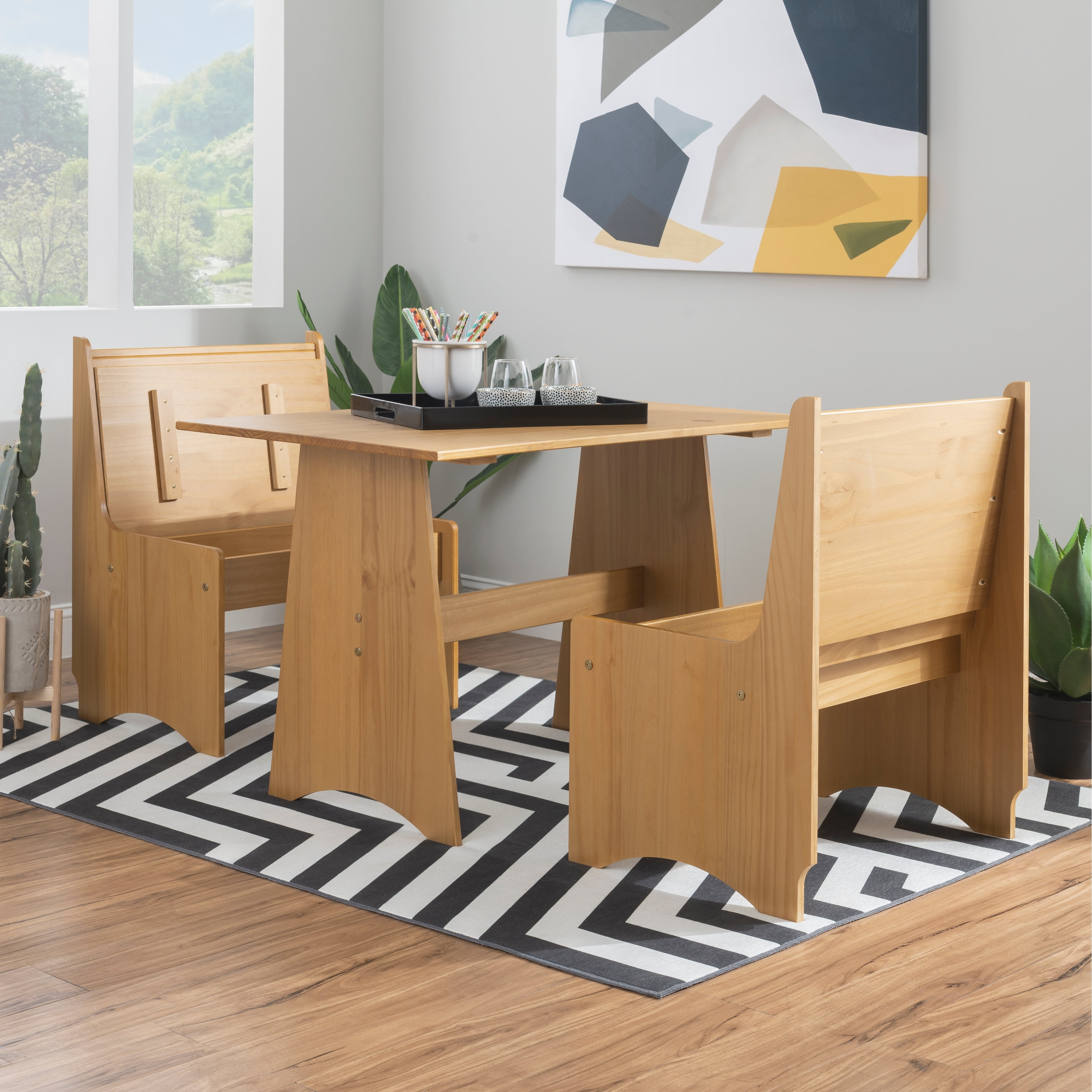 Linon Home Decor Beatty Farmhouse Rectangle Breakfast Table Honey Brown ...