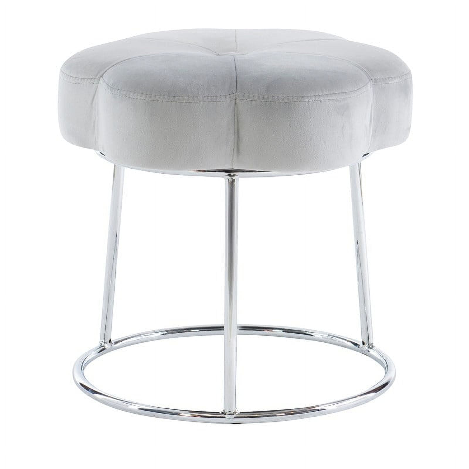 Linon Home Decor Bonnie Vanity Flower Stool Grey Chrome Finish ...