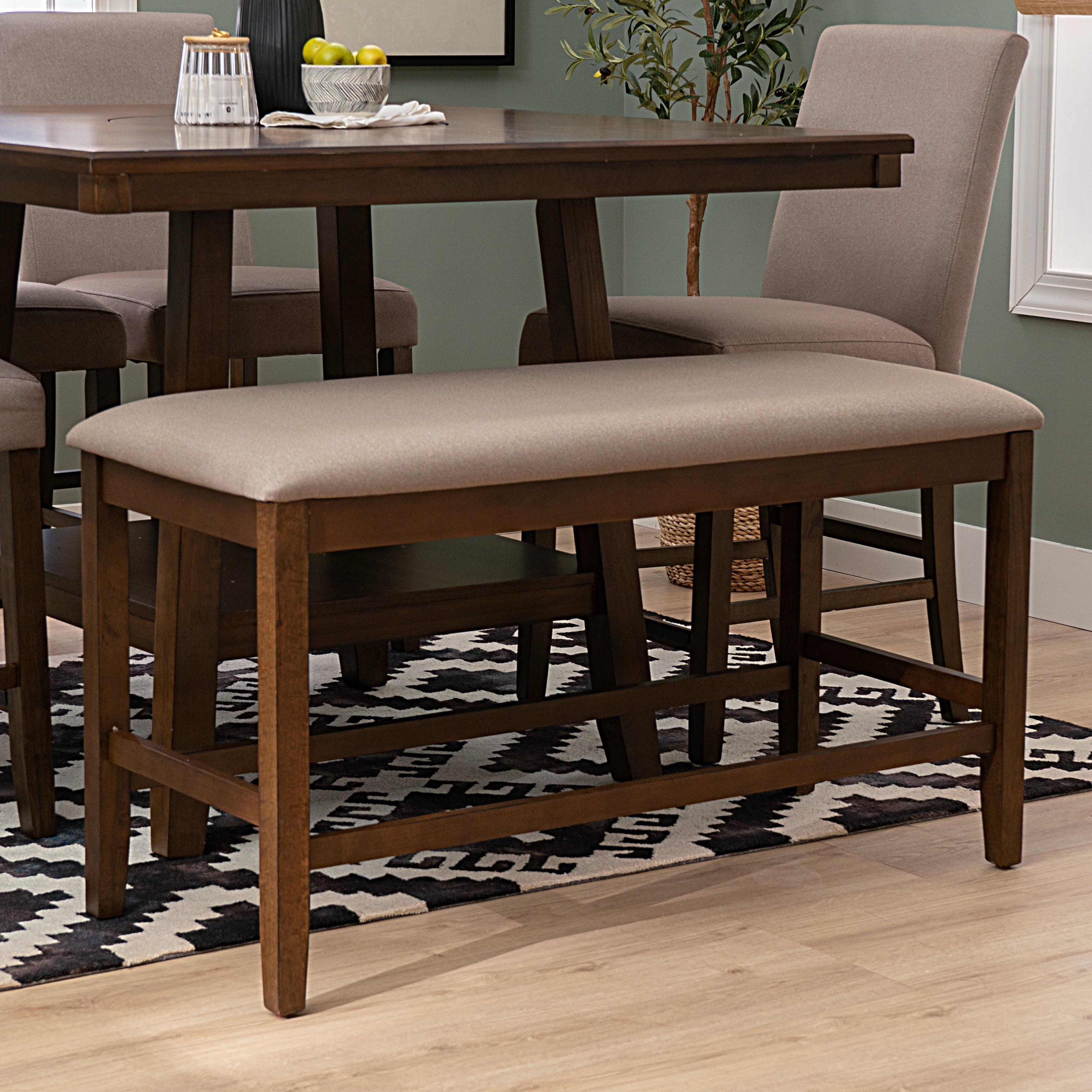 Linon Home Decor Giacomo Upholstered 24.5 Inch Counter Height Backless Bench Tan Walnut