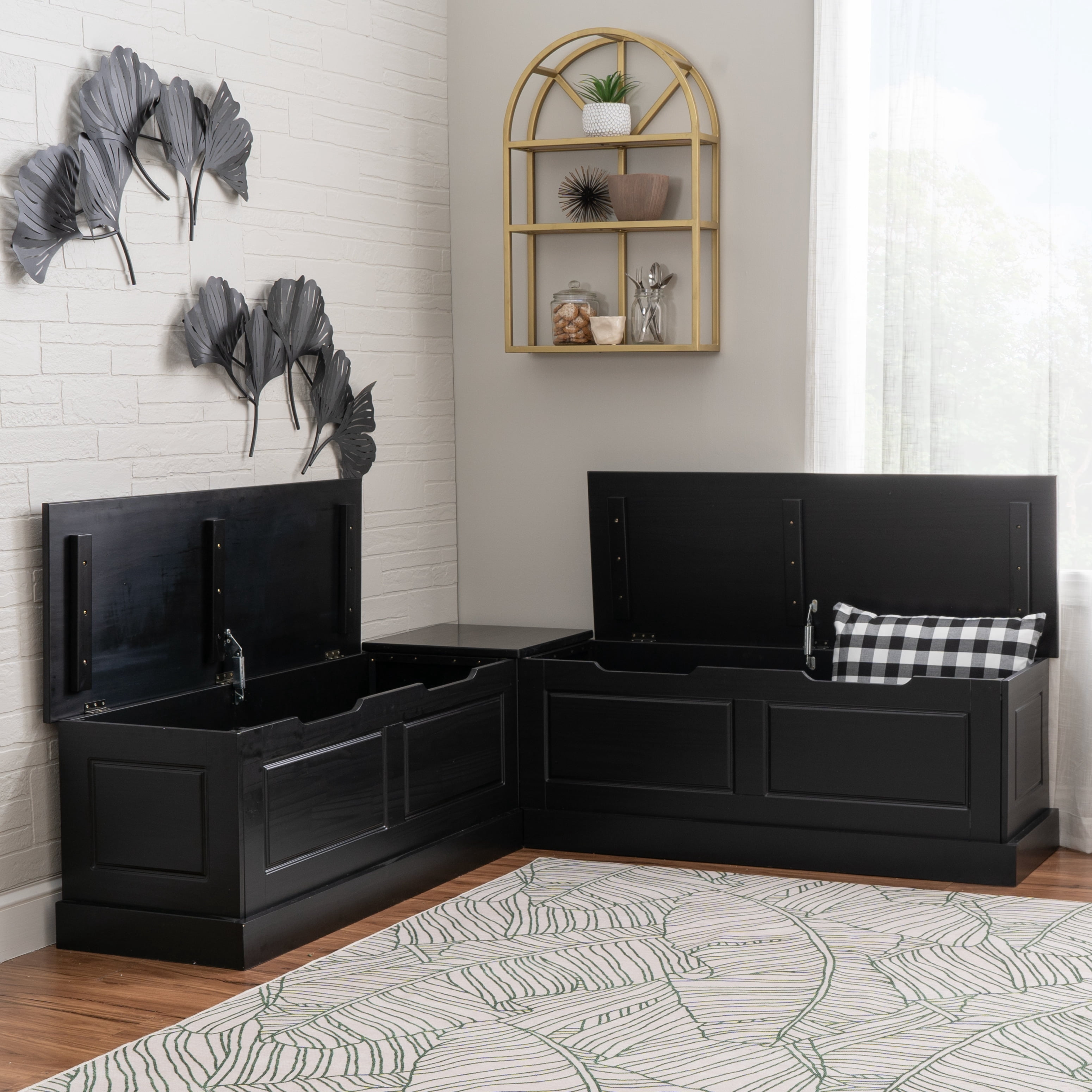 Linon Home Decor Josie L-shaped Backless Breakfast Nook Bench Black ...