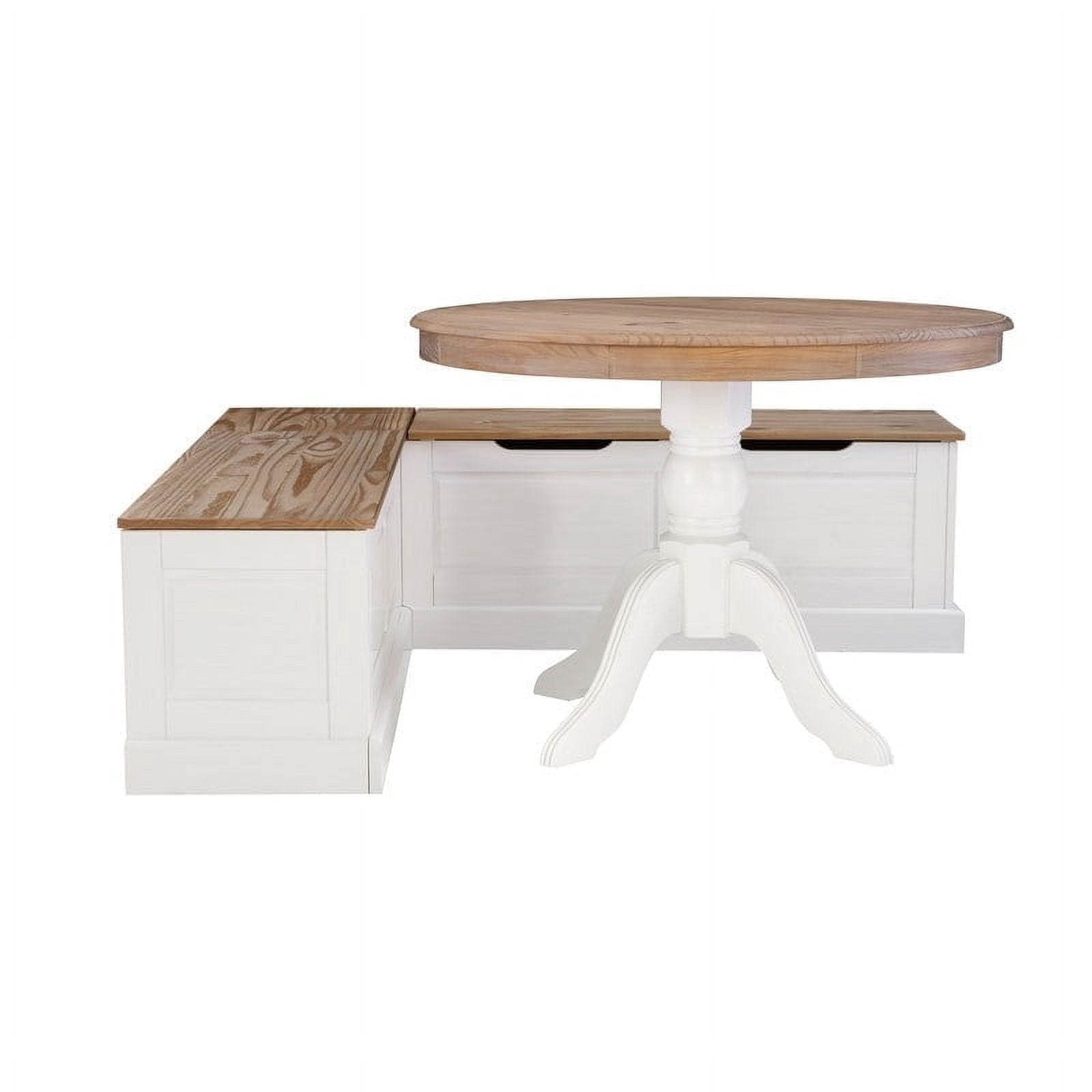 Linon Home Decor Josie Two Tone Backless Corner Nook Set Natural ...