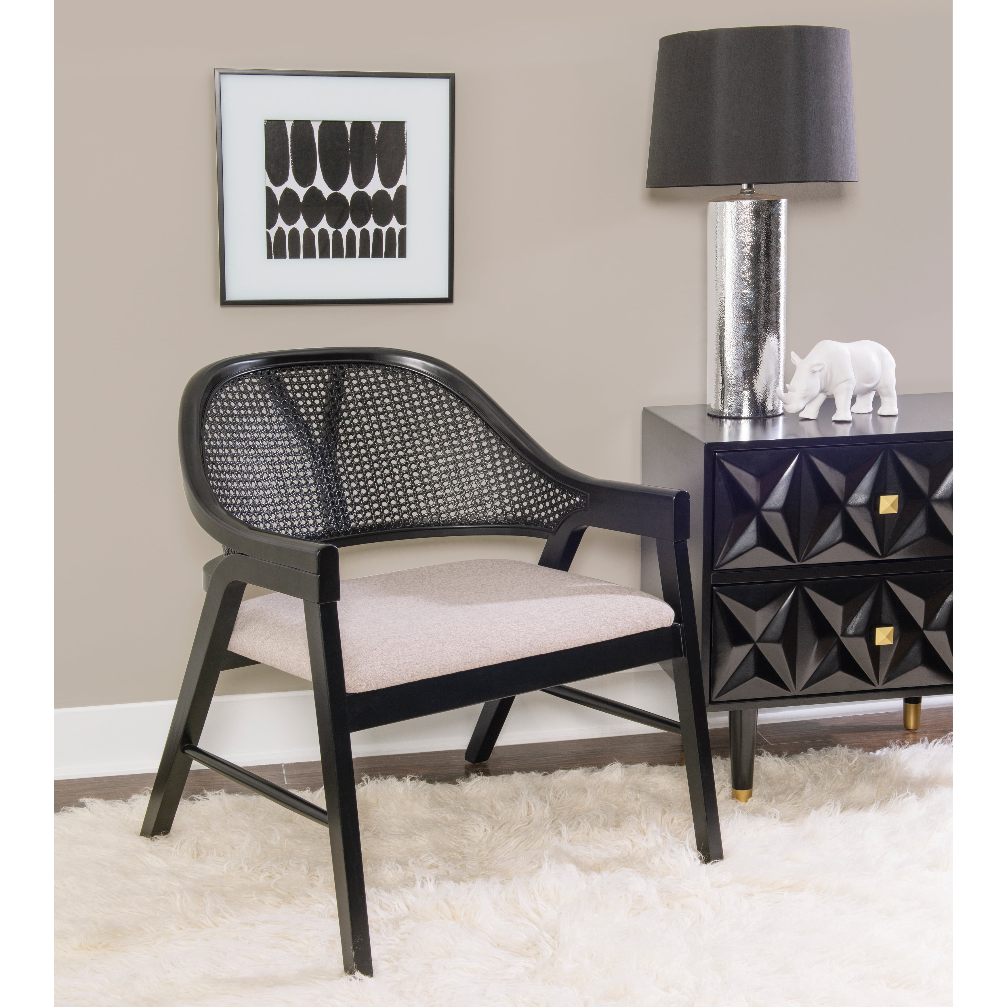 Linon Home Decor Kanoy Black Cane-Back Side Dining Chair - Walmart.com