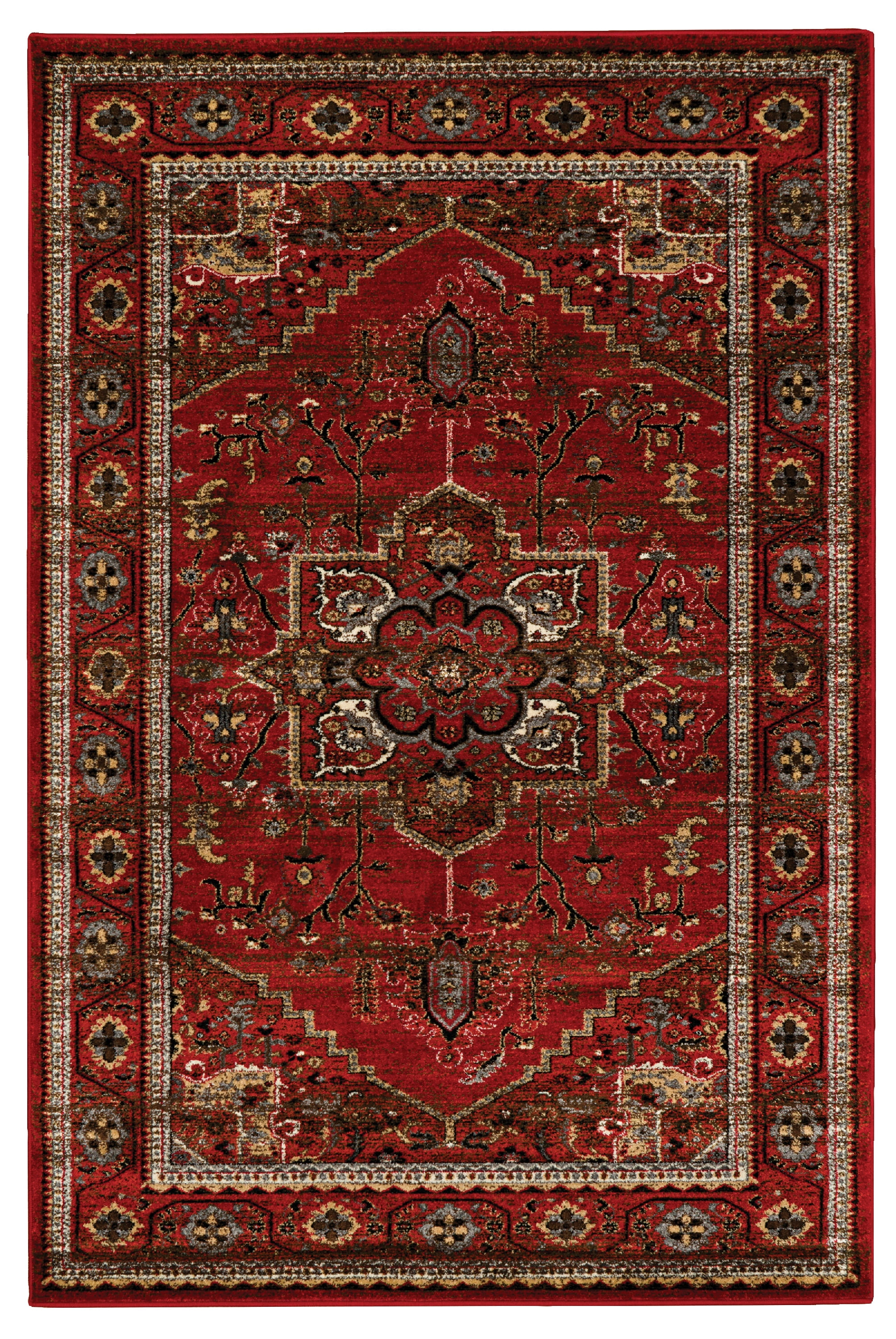 Linon Home Decor Serape Area Rug Collection, Red and Orange, 5' x 7.6 ...