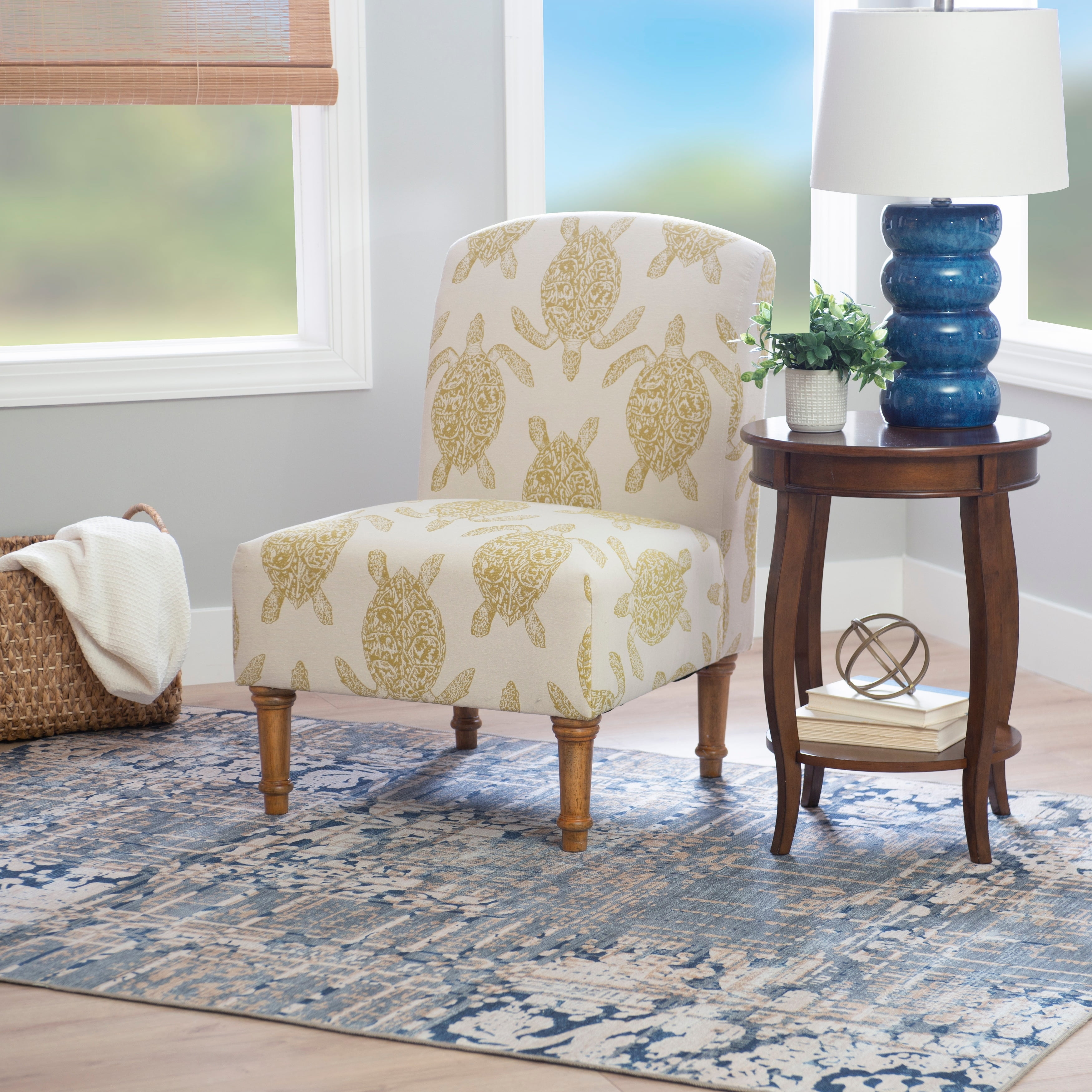 Linon Home Decor Terrapin Upholstered Turtle Pattern Accent Chair ...