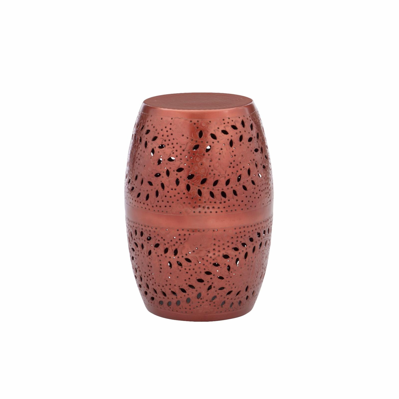 Linon Ingram Small Round Accent Aluminum Side Table in Antique Copper ...