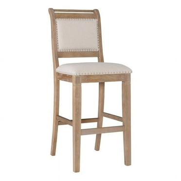 Linon Emmy Full Back Wood Counter Stool, 26" Seat Height, Gray Wash ...