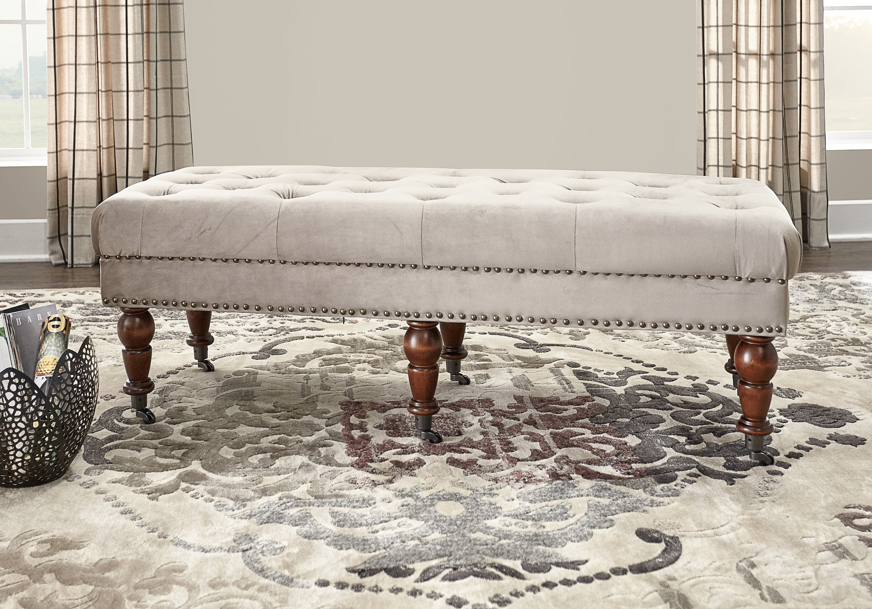 Linon Isabelle Velvet Tufted Bench, Multiple Sizes and Colors - Walmart.com