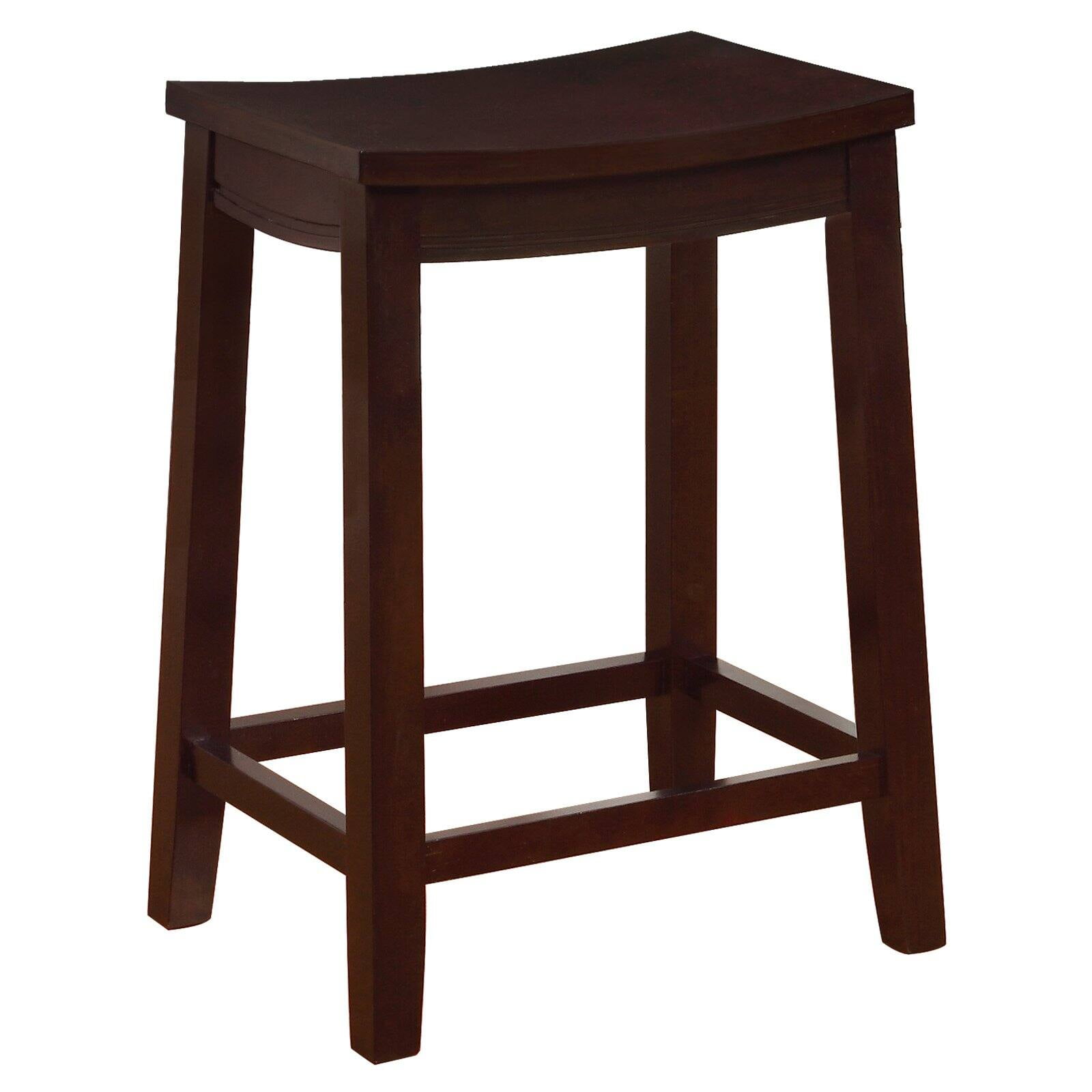 Linon Jacob Backless Wood Counter Stool, 24" Seat Height, Rich Walnut ...