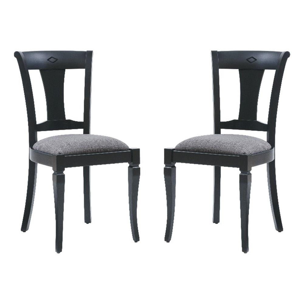 Linon Jared Wood Set of Two Side Chairs With Padded Seats in Black ...