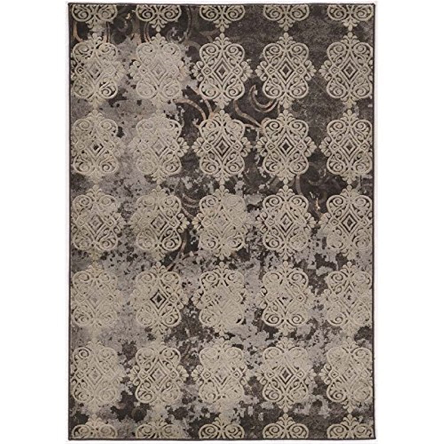 Linon Jewel Royal Machine Made Polypropylene 5'x7'6" Rug in Beige ...