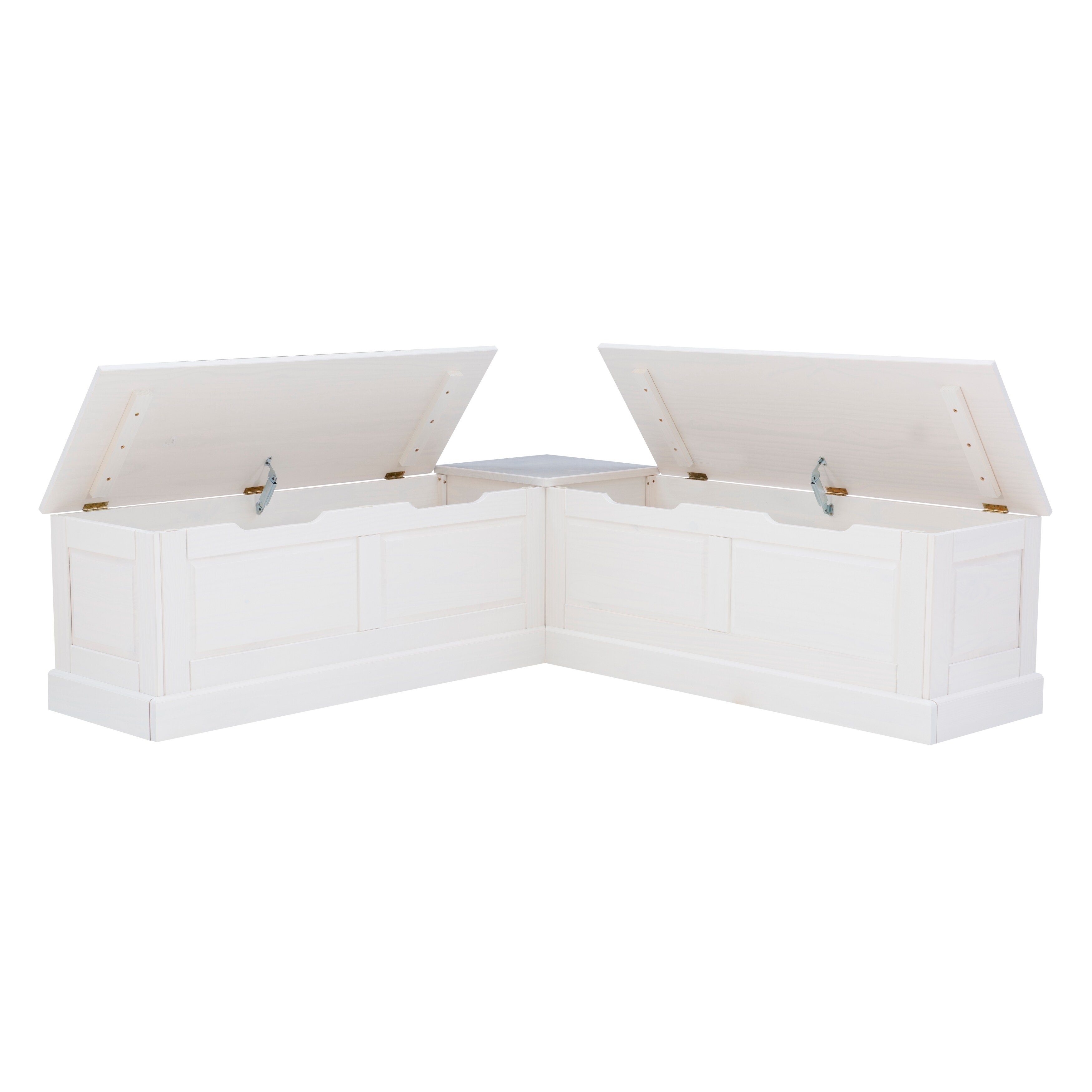 Linon Josie White Painted L-Shaped Kitchen Storage Bench, Backless ...