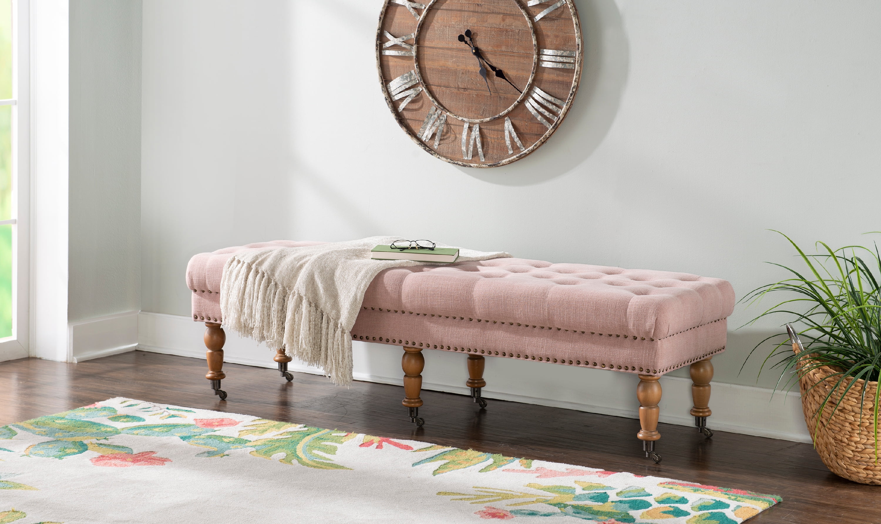 Free Shipping! Linon Kacie 62" Button Tufted Bench, Distressed Gray ...
