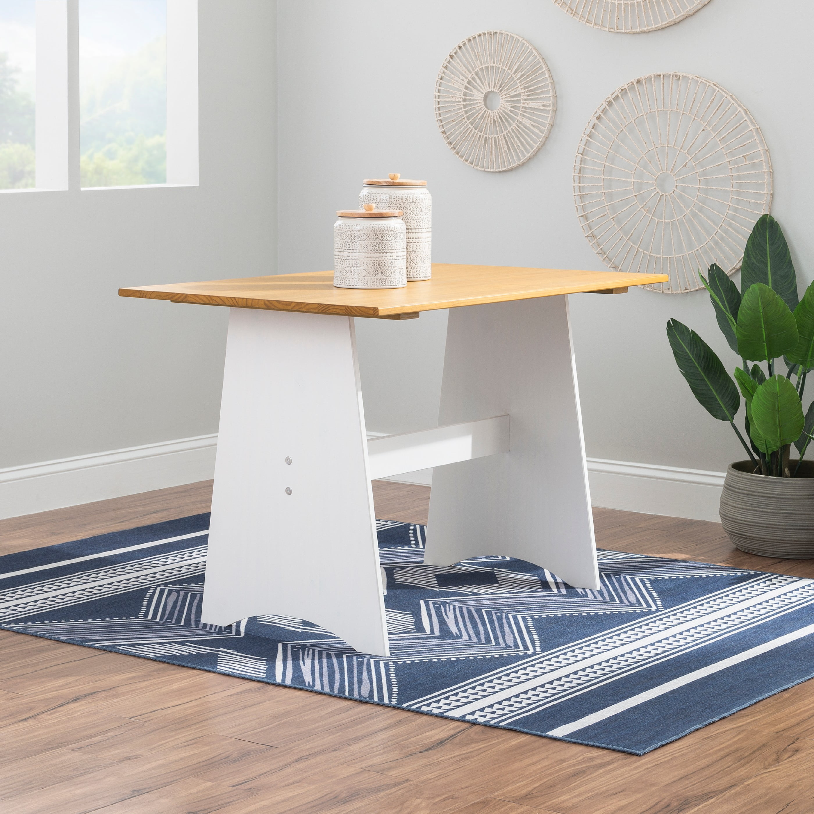 Free Shipping! Linon Kasey Dining Table Honey White Pine Wood Minimal ...