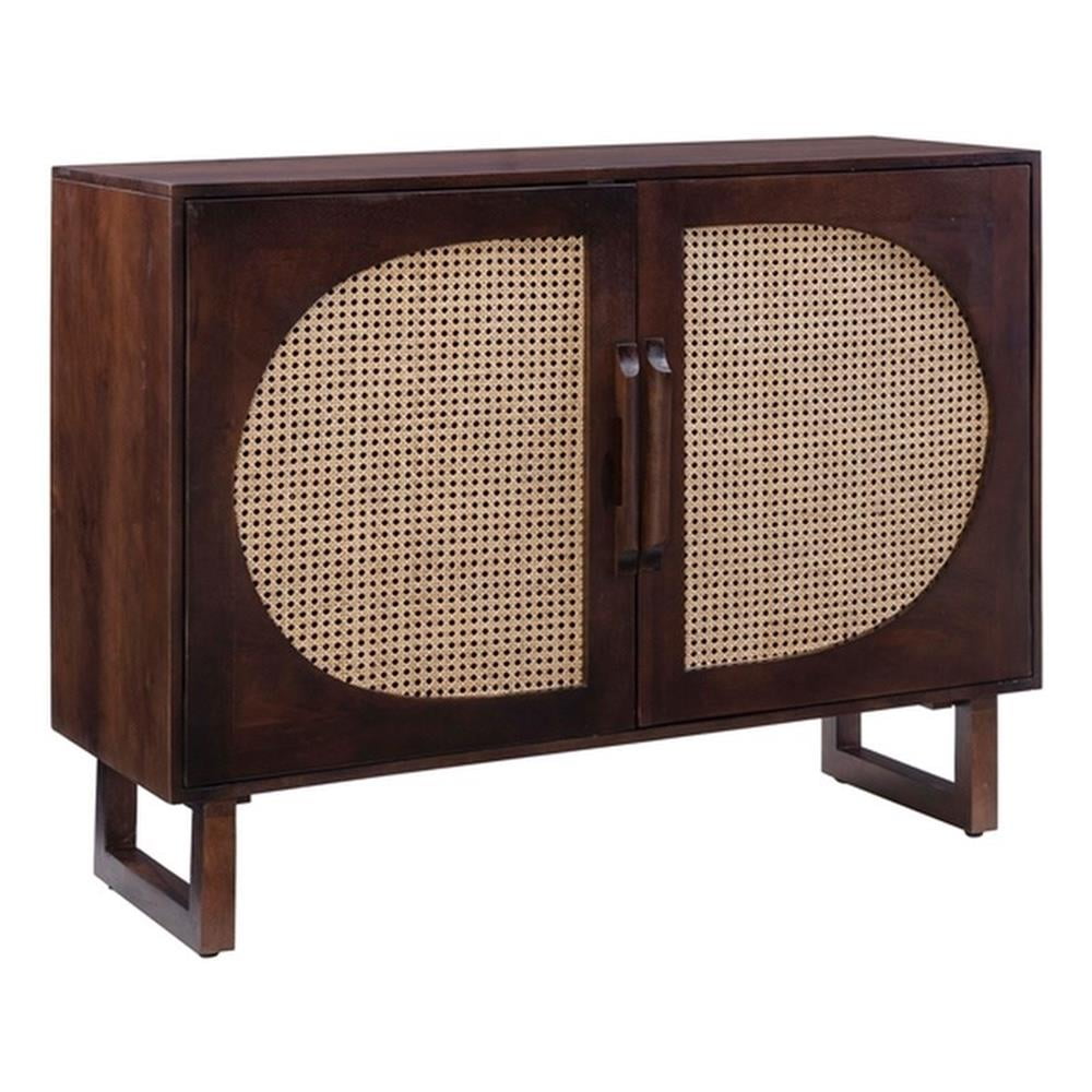 Linon Keyla Wood Cane Console with Storage in Brown - Walmart.com