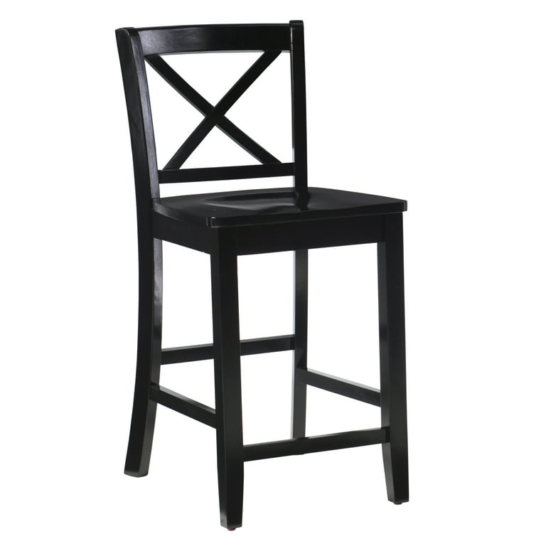 Linon Torino 24 Cross Back Indoor Wood Counter Stool Black