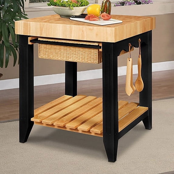Powell, Kolton Square Kitchen Island, 30" W x 30" D, Black and Natural ...