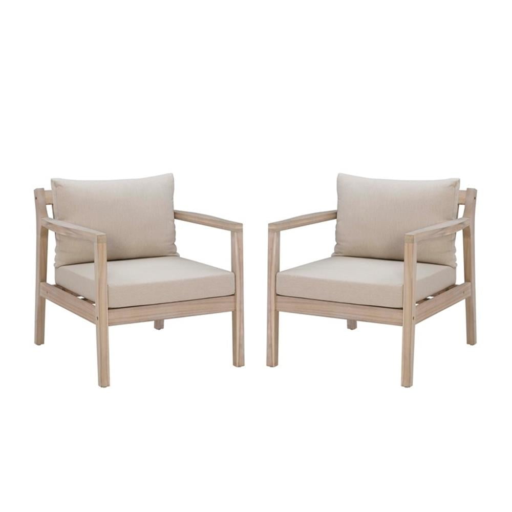 Linon Kori Modern Patio Outdoor Wood Side Chairs, Set of Two with ...