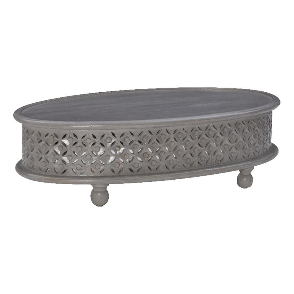 Linon Lainey Oval Wood Coffee Table in Light Gray - Walmart.com