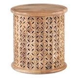 Linon Lainey Wood Hand Carved Side Table in Natural - Walmart.com