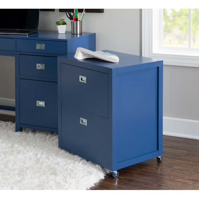 Linon Lakelyn 2-Drawer Rolling File Cabinet, Navy Finish - Walmart.com