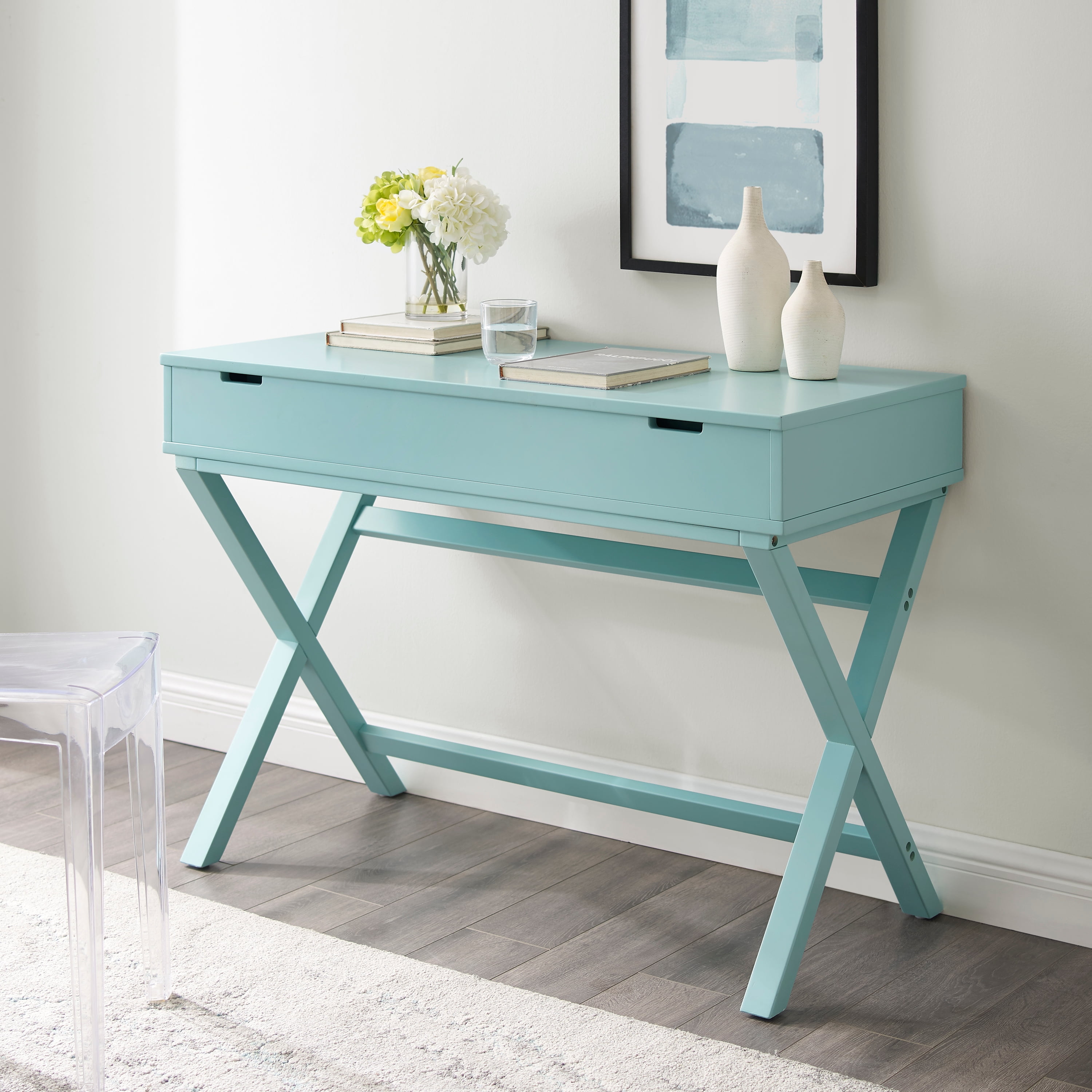 Free Shipping! Linon Lakelyn Lift-Top Storage Desk, 42" Wide, Turquoise ...