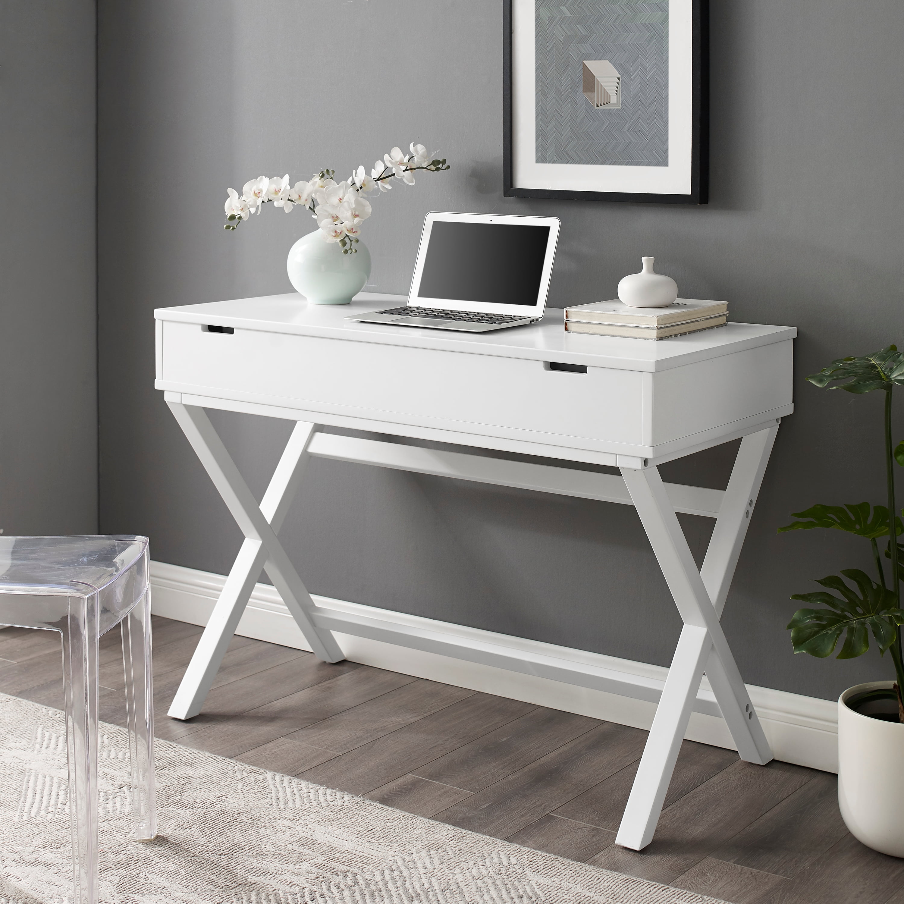 Linon Lakelyn Lift-Top Storage Desk, 42" Wide, White Finish - Walmart.com