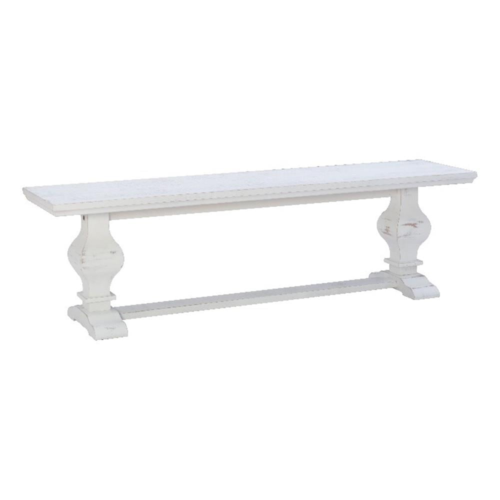 Linon Larson Solid Pine Wood Double Pedestal Dining Bench in Distressed ...
