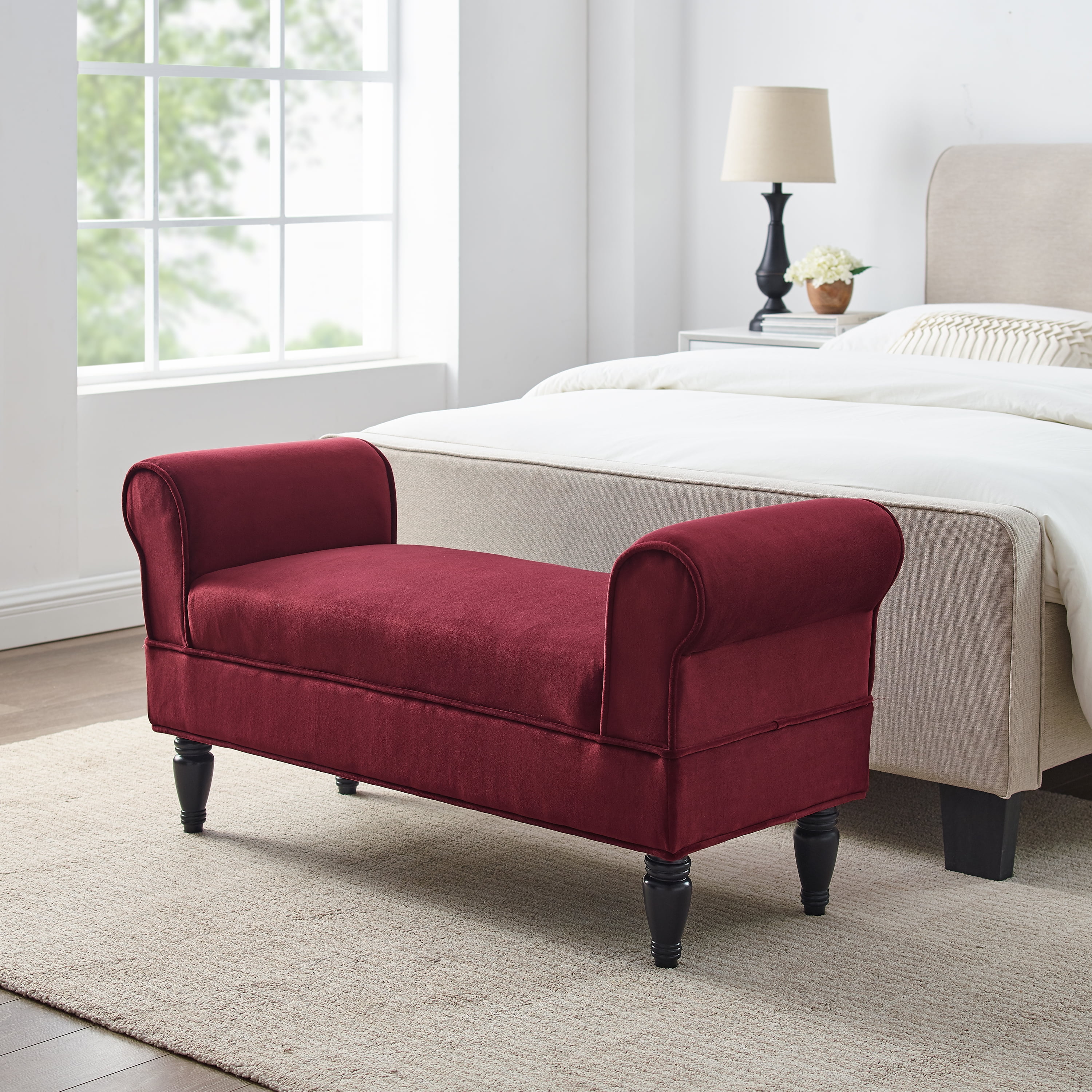 Linon Lillian Upholstered Bench, Berry - Walmart.com