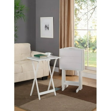 Mainstays Indoor Single Folding TV Tray Table Set of 2 in Walnut L19 x ...