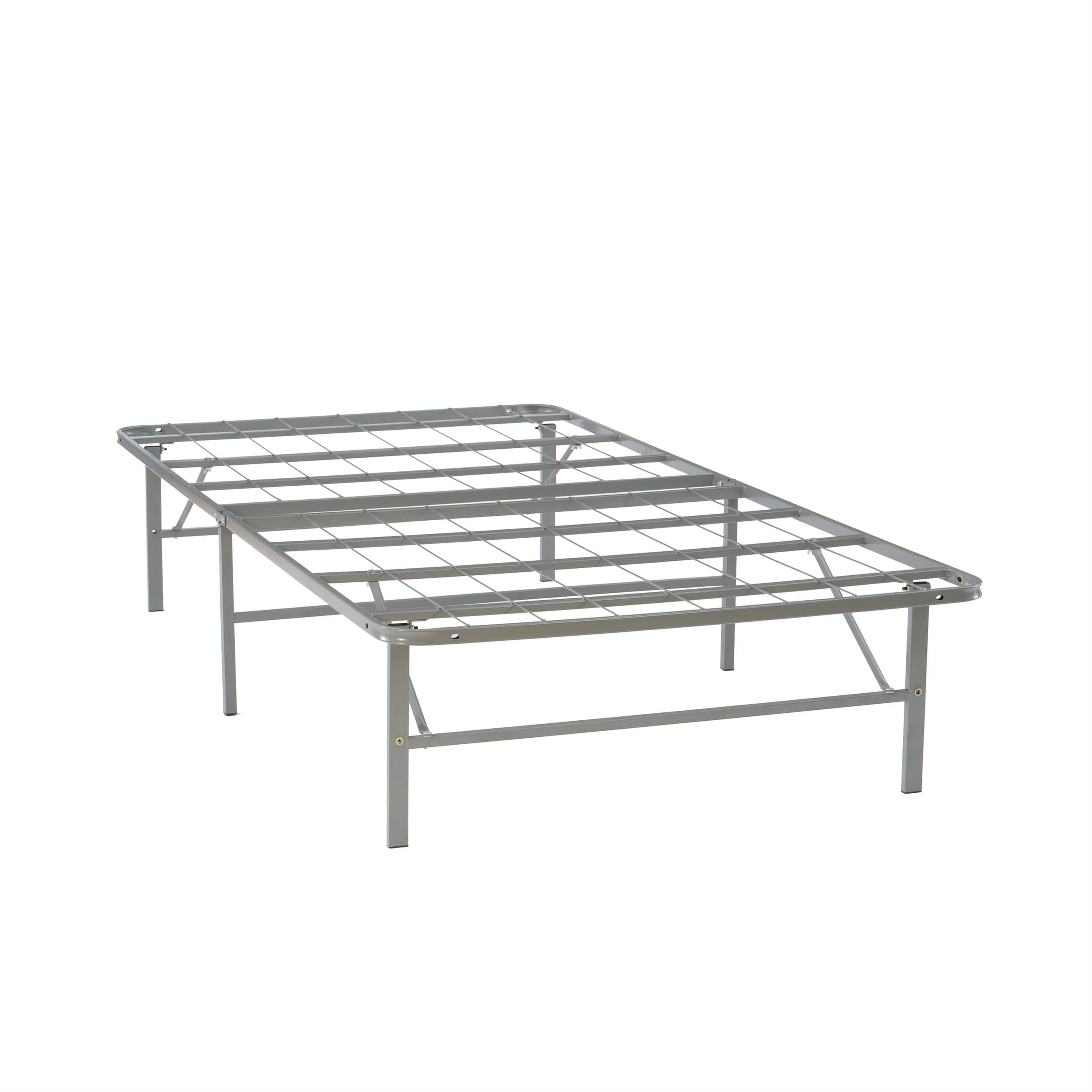 Linon Lowell Twin Folding Platform Mattress Base in Grey Powder Coated ...