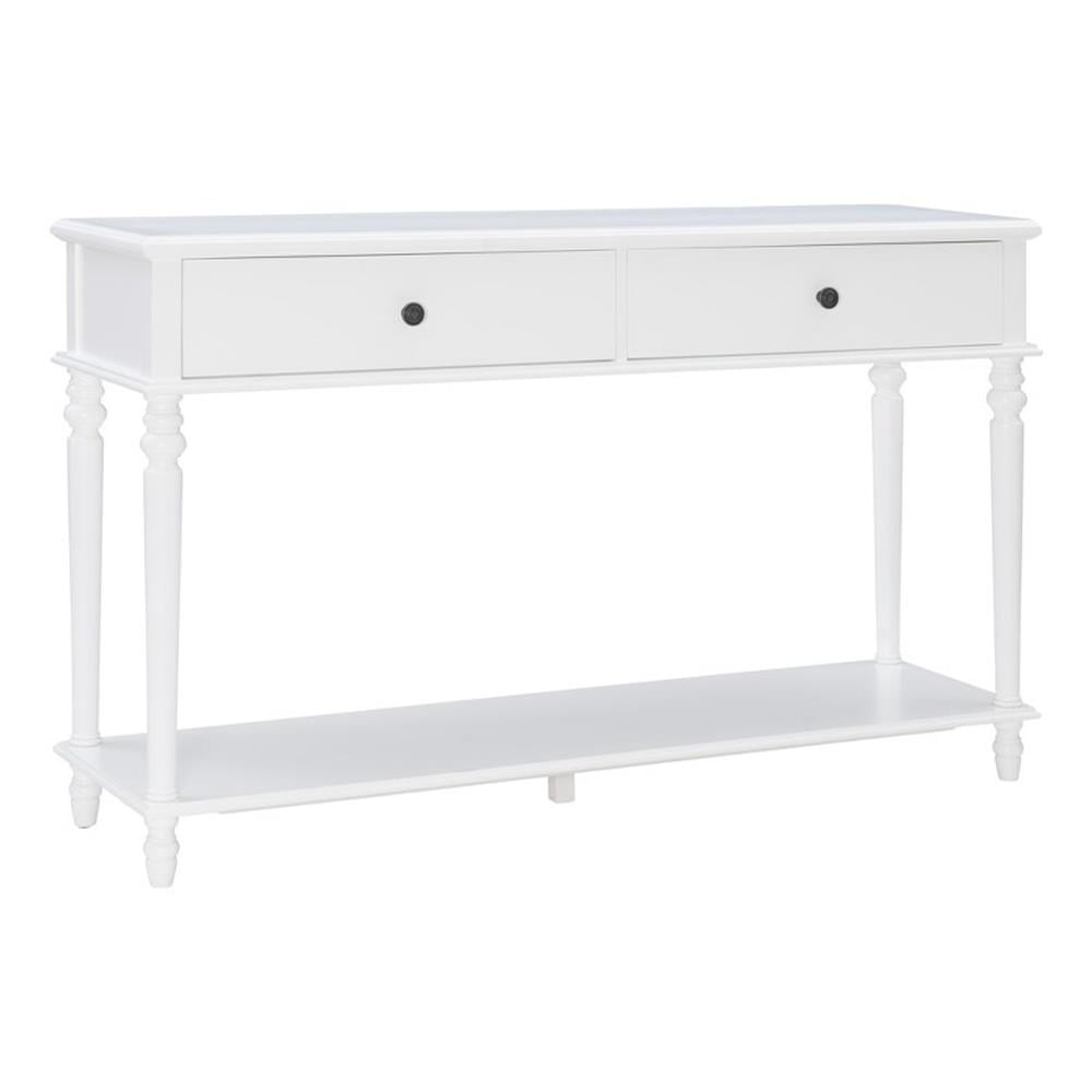 Linon Mavis Wood Console Table with 2 Drawers and Bottom Shelf in White ...