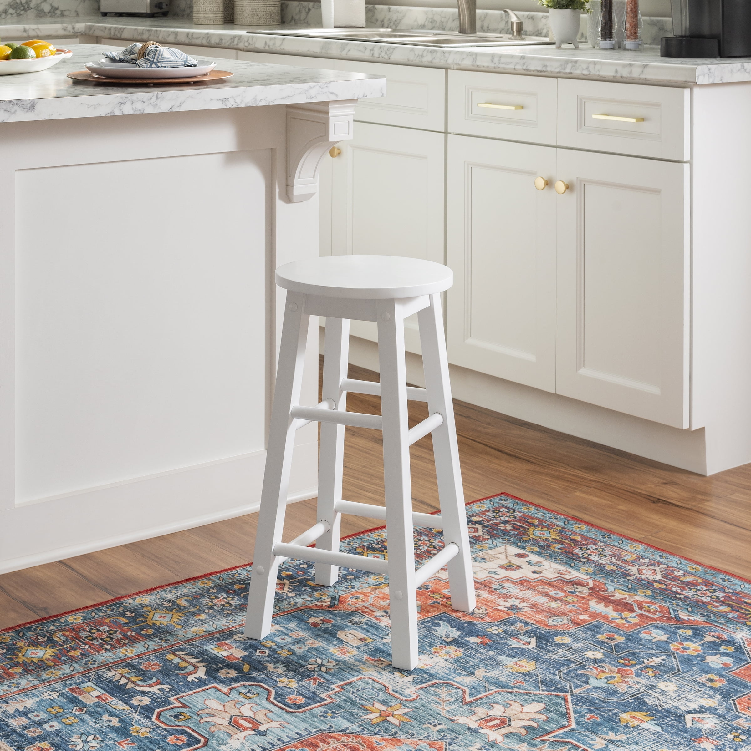 Linon McMullen 24" Backless Indoor Round Counter Stool, White - Walmart.com
