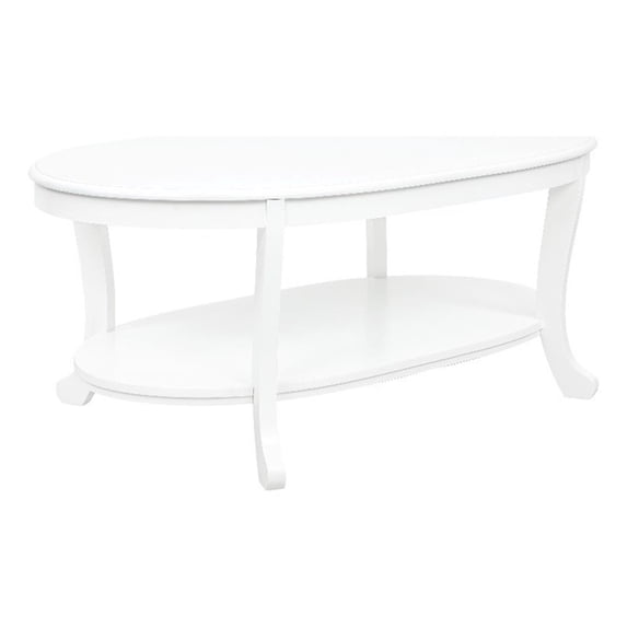 Linon Oval Coffee Table, Solid Wood, White Painted Finish, Shelf Design ...