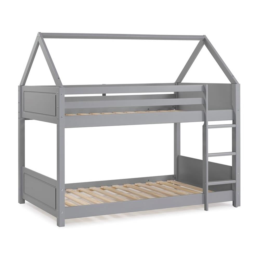 Linon Merritt Wood Youth Twin Bunkbed with Guard Rail on Top Bunk in ...