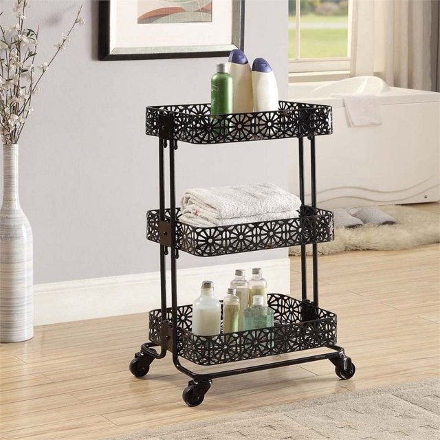 Linon Metal Three Tier Cart, Black, 29 inches Tall - Walmart.com