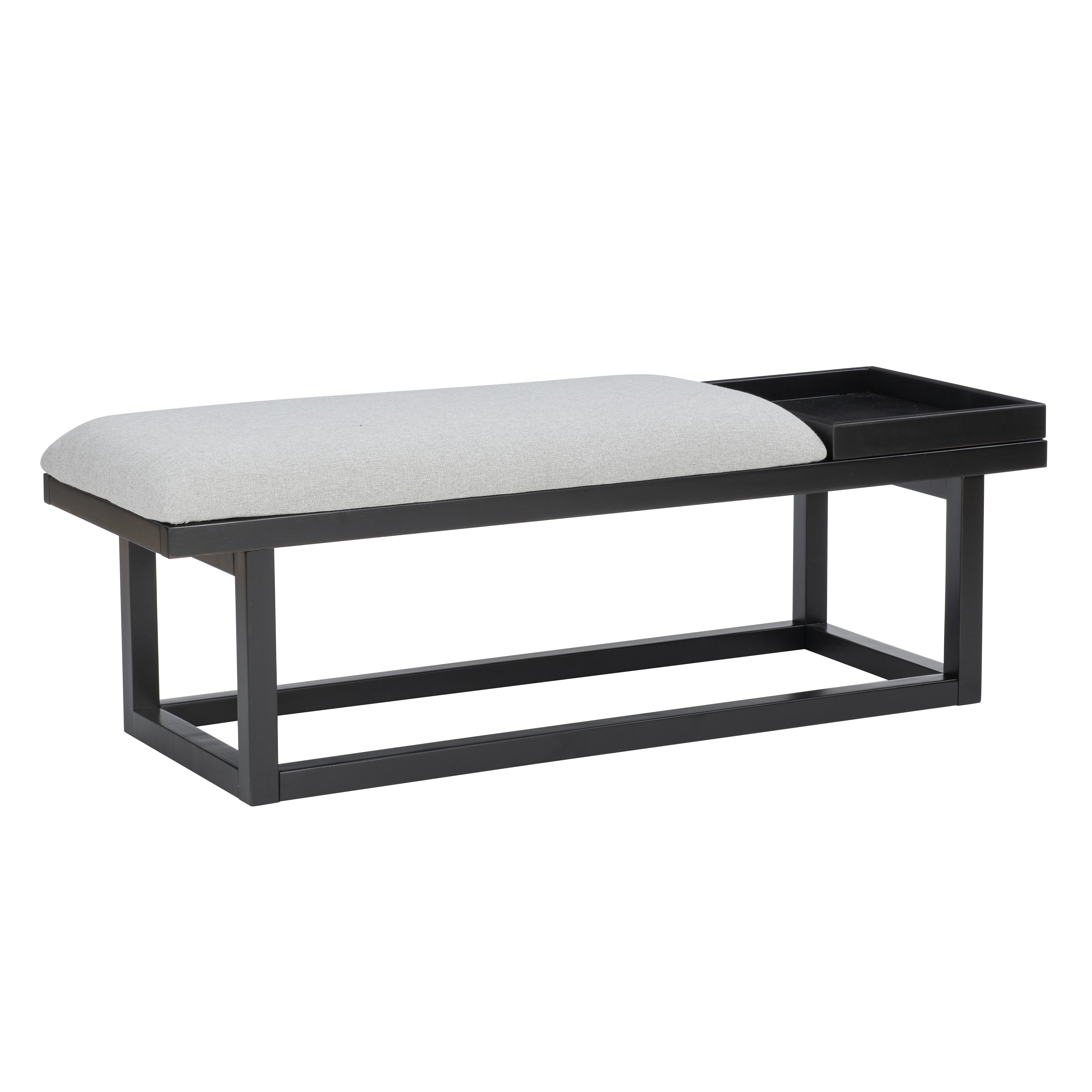 Linon Mickle Upholstered Bench with Built-In Tray, Black/Gray - Walmart.com