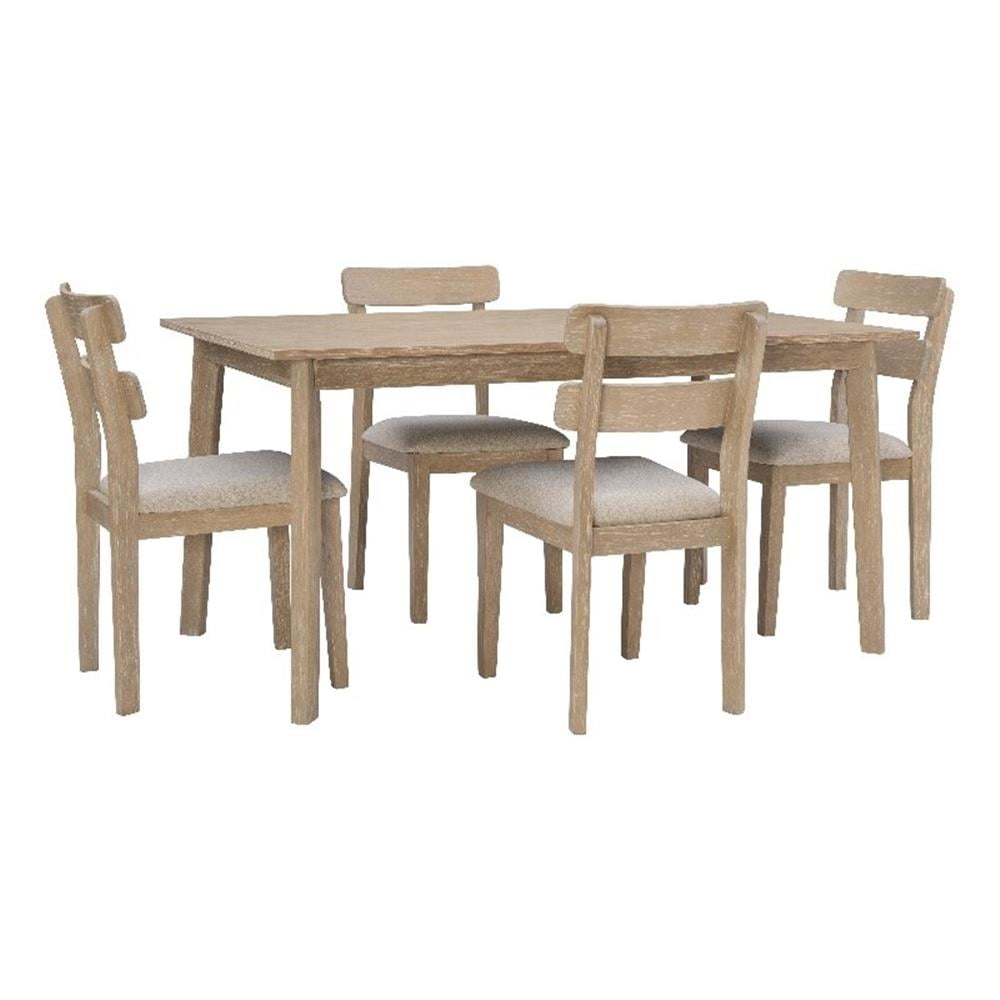 Linon Miles Five Piece Upholstered Dining Set in Rustic Natural Wood ...
