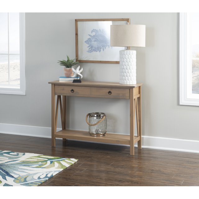Linon Moreland Farmhouse Console Table with 2 Drawers, Driftwood Finish ...
