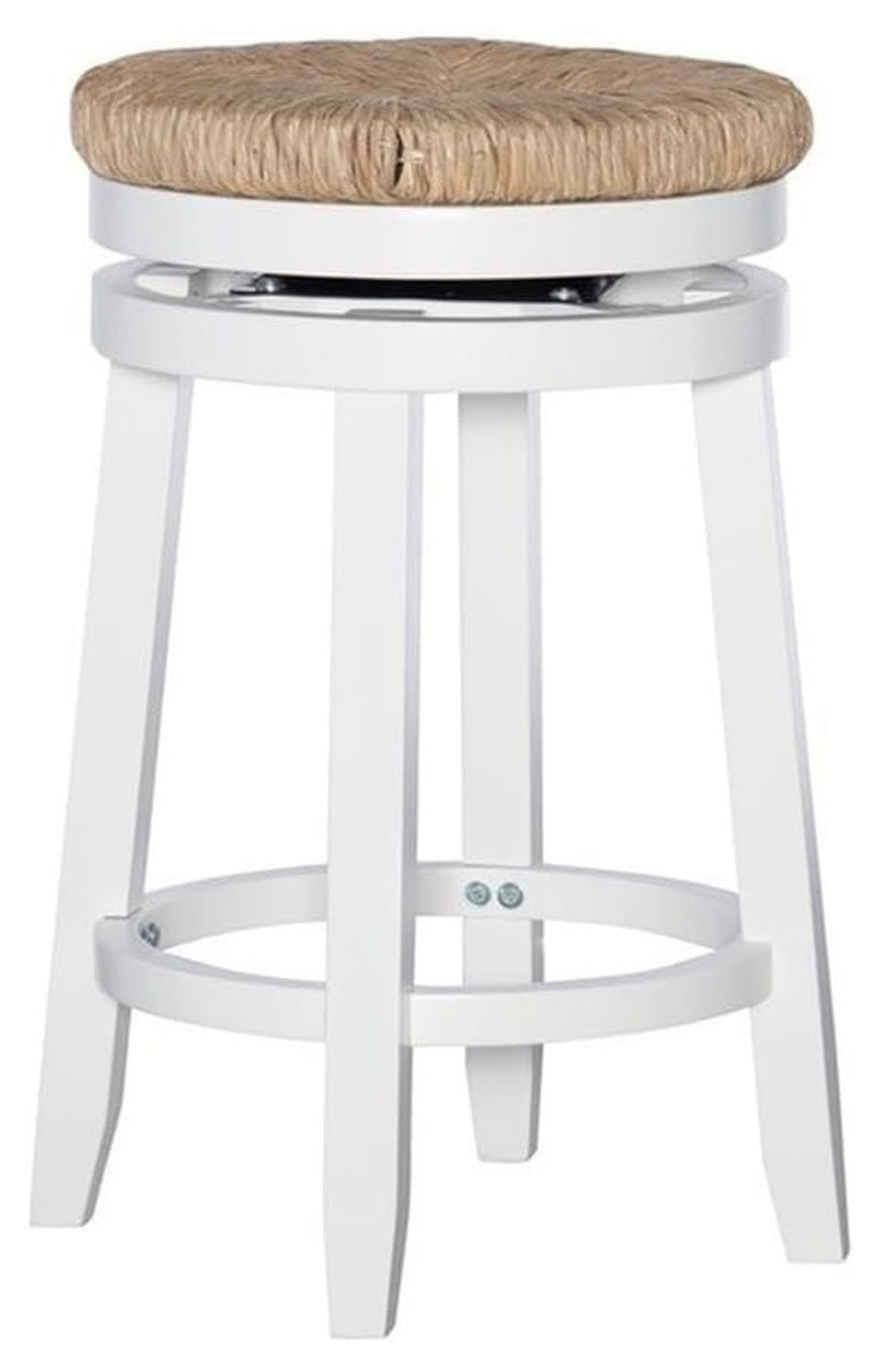 Linon Morgan Counter Stool - 25.5" White Wood Bar Stool - Natural ...