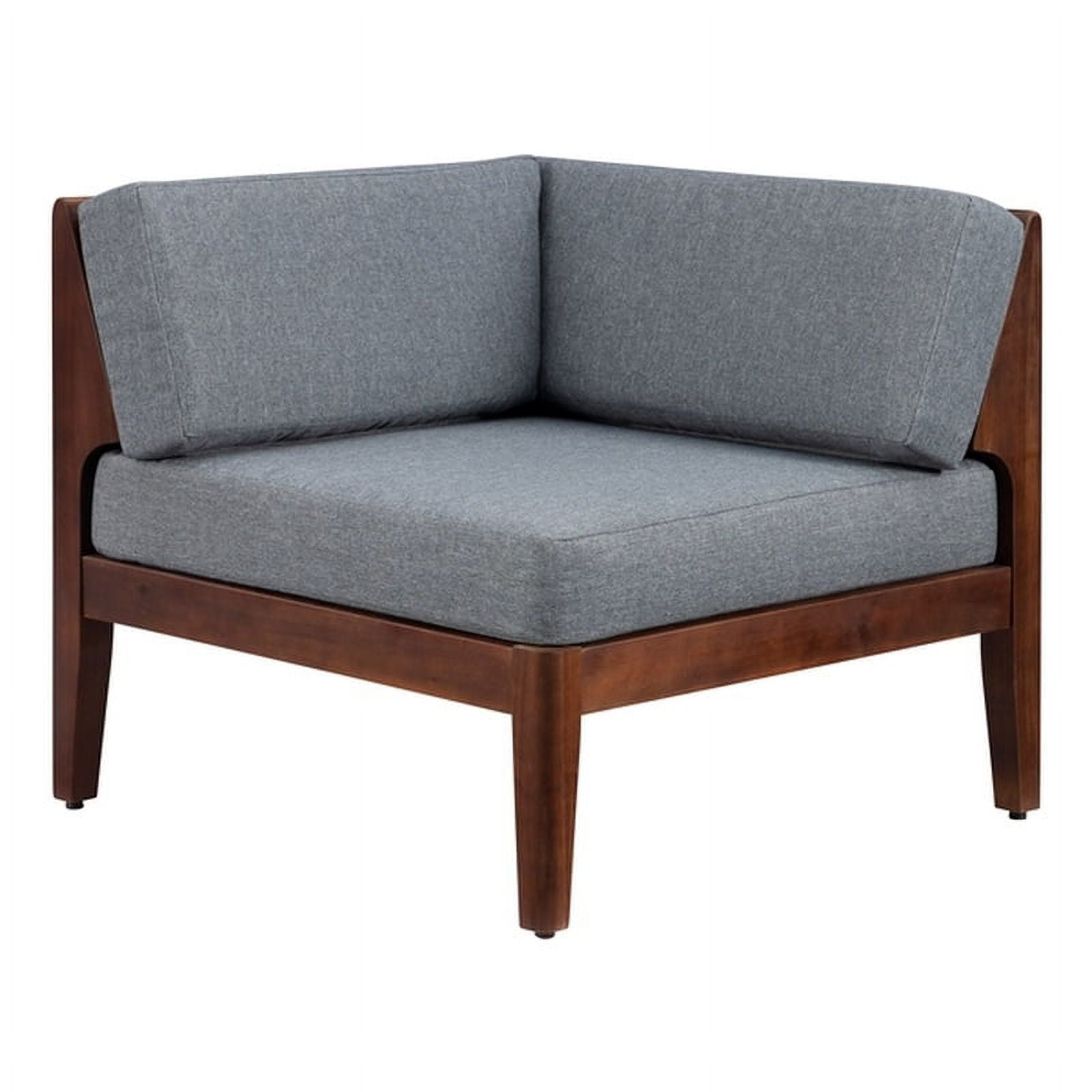 Linon Morningside Outdoor Acacia Wood Corner Chair with Gray Cushions ...