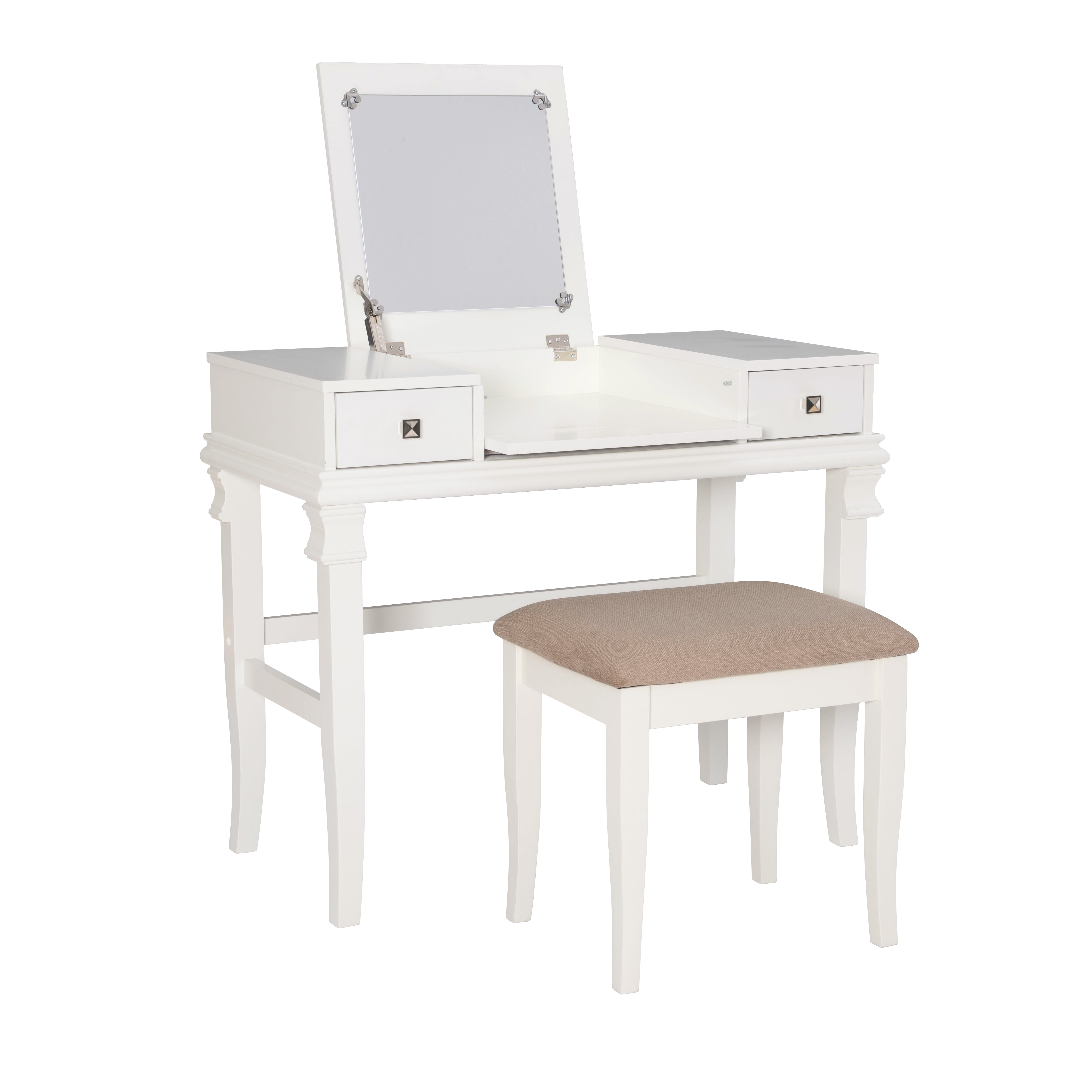 Free Shipping! Linon 2-Piece Vanity Set with Mirror and Upholstered ...