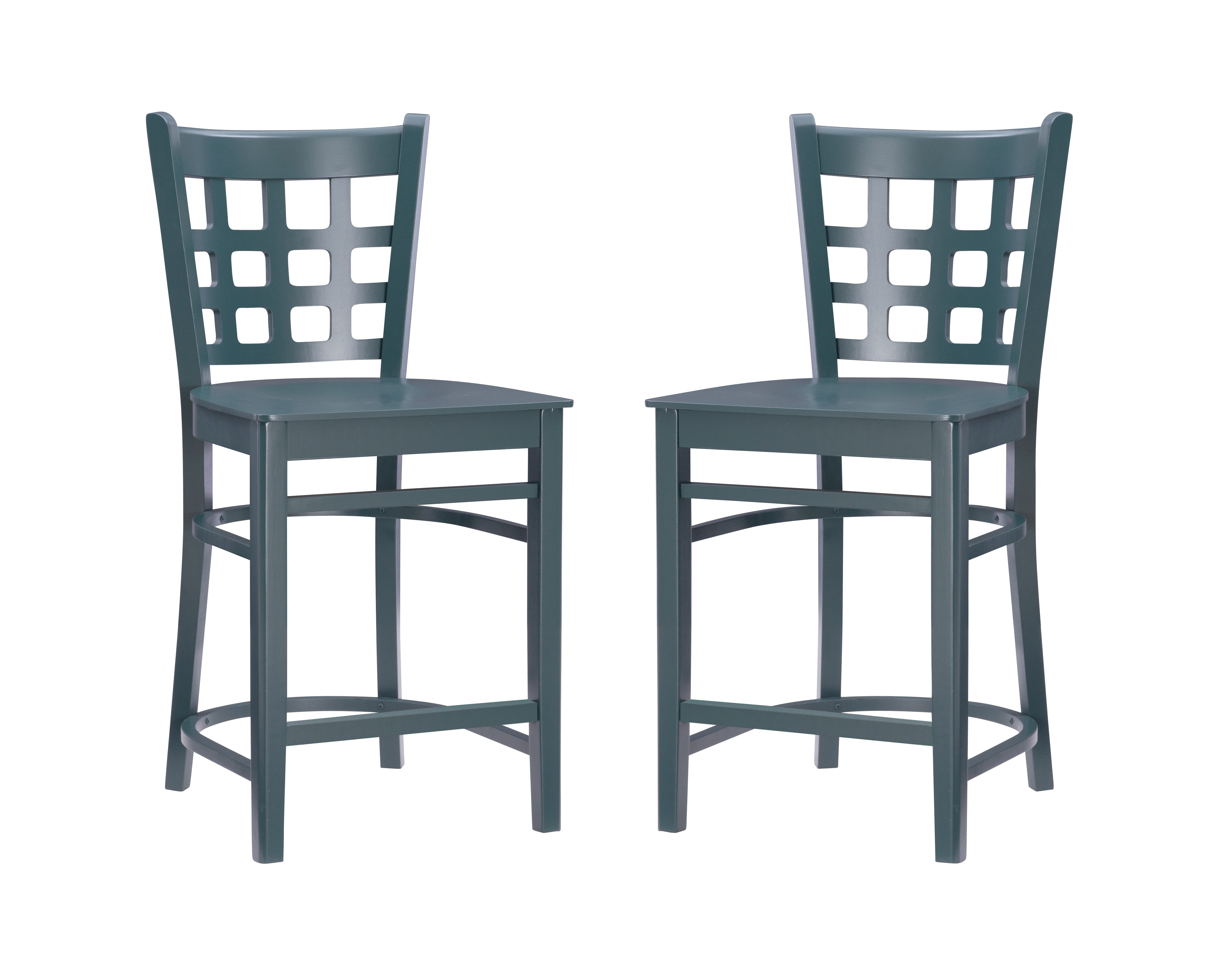 Linon Neville 24" Mid Back Counter Stools, Set of 2, Hunter Green ...