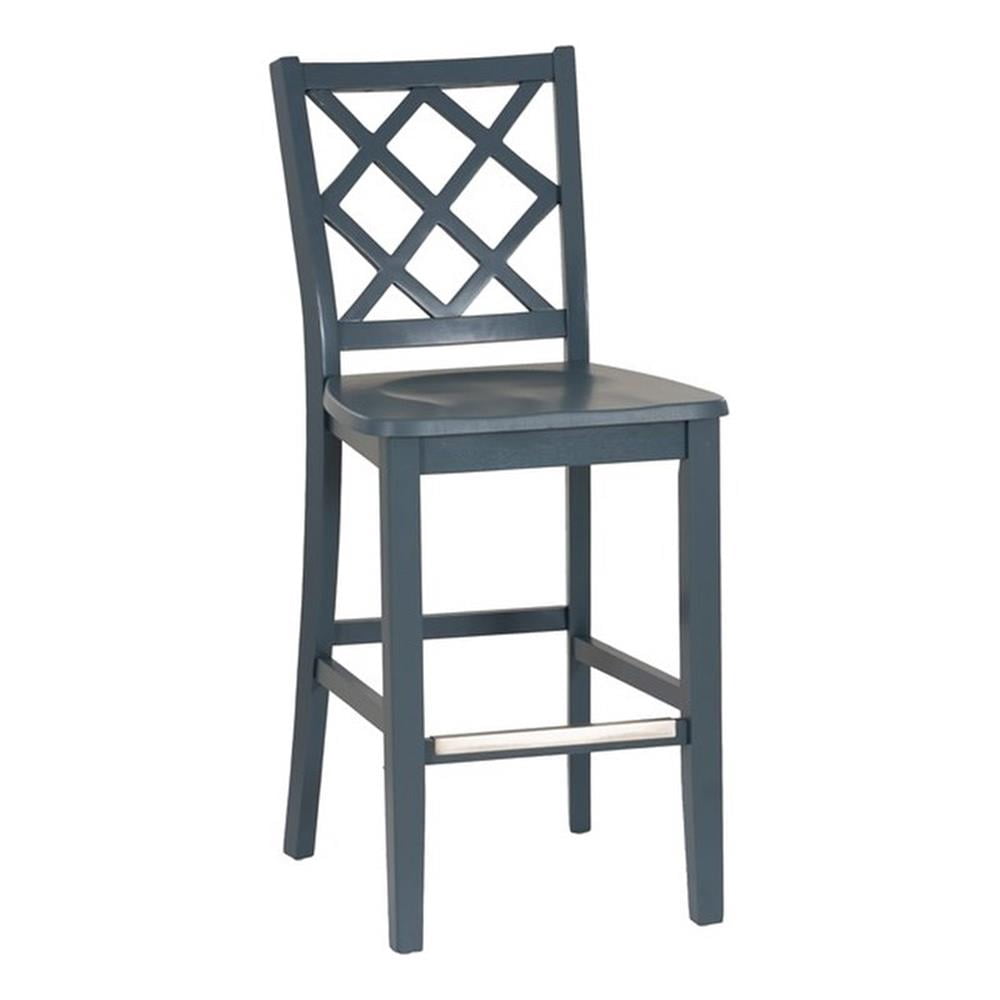 Linon Nico Sturdy Wood Lattice Back Counter Stool in Crisp Graphite ...