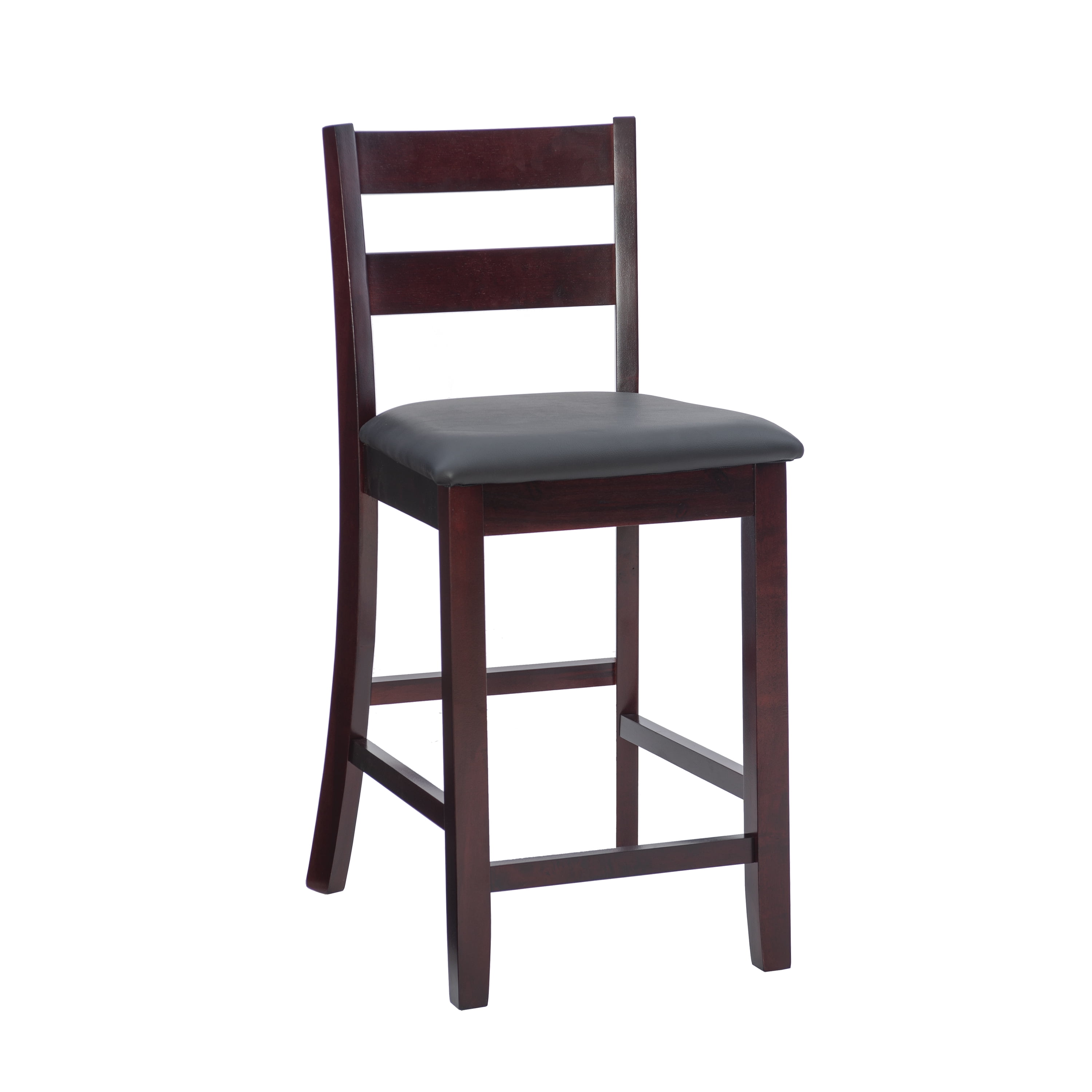 Linon Norben 25" Mid Back Indoor Ladder Back Counter Stool, Merlot/Dark ...